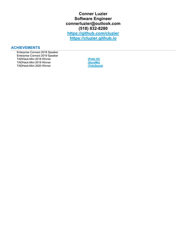Conner Luzier's Resume | PDF
