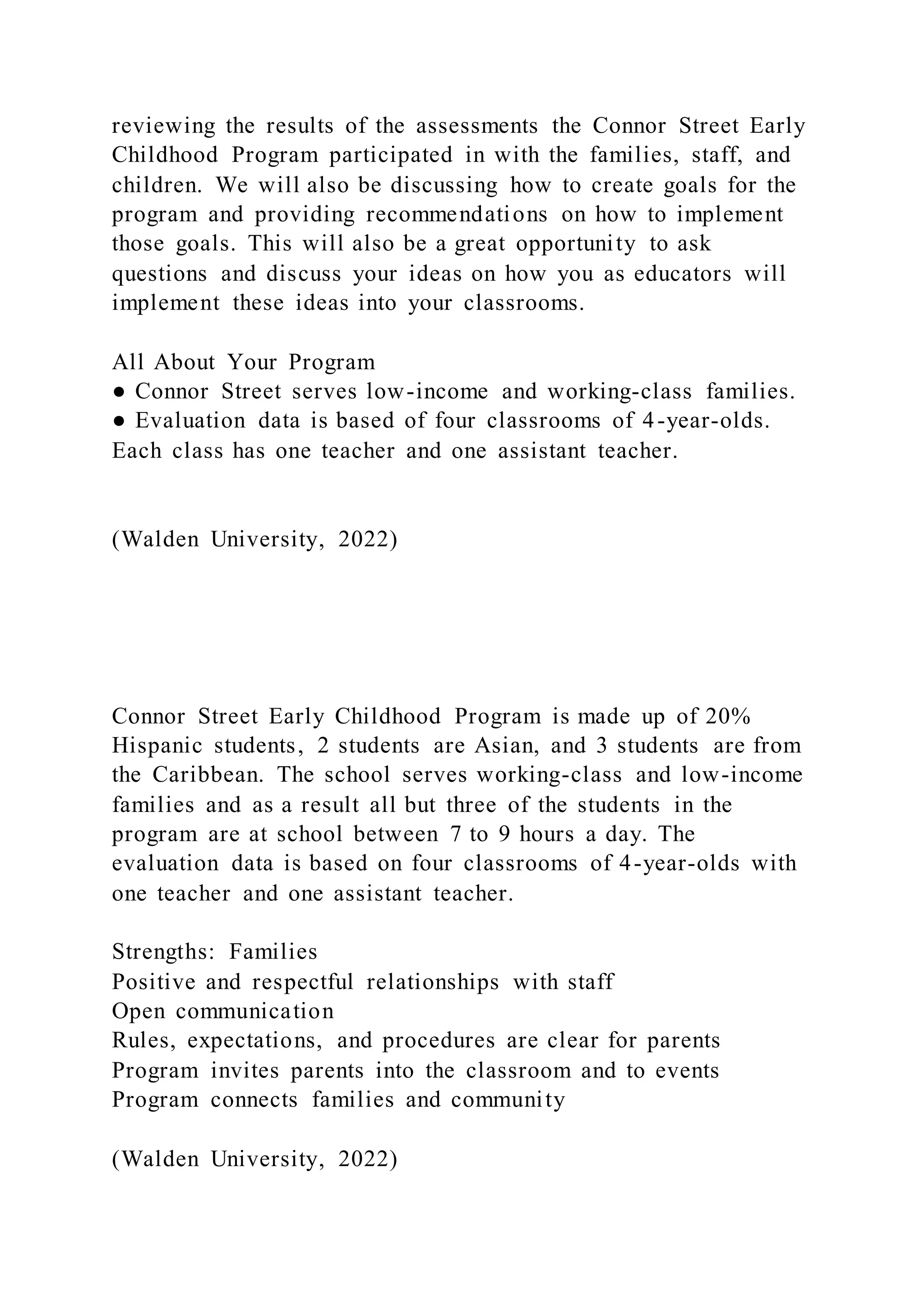 Connor Street Early Childhood Program EvaluationsEDDD 8084E | DOCX
