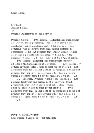 Connor Street Early Childhood Program EvaluationsEDDD 8084E | DOCX