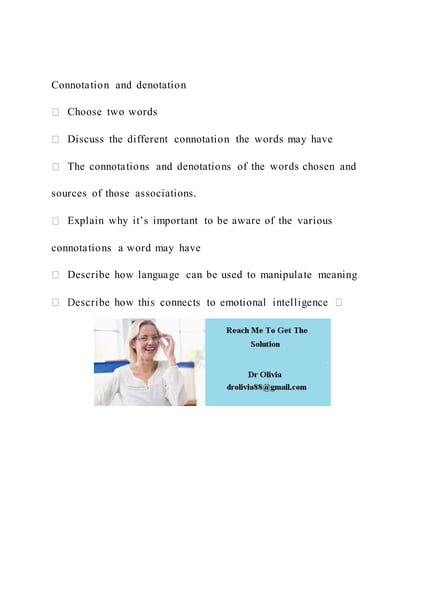 Connotation and denotation Choose two words Discuss th | DOCX