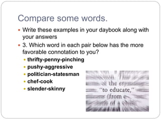 connotation_versus_denotation Slide show | PPT