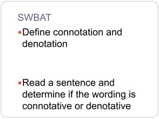connotation versus denotation definition of a word | PPT