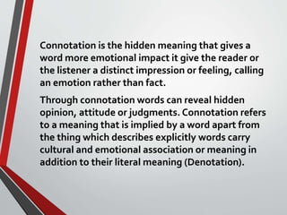 Connotative and Denotative Meaning and Translation Issues | PPTX