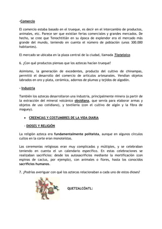 Conocer el imperio azteca | DOCX