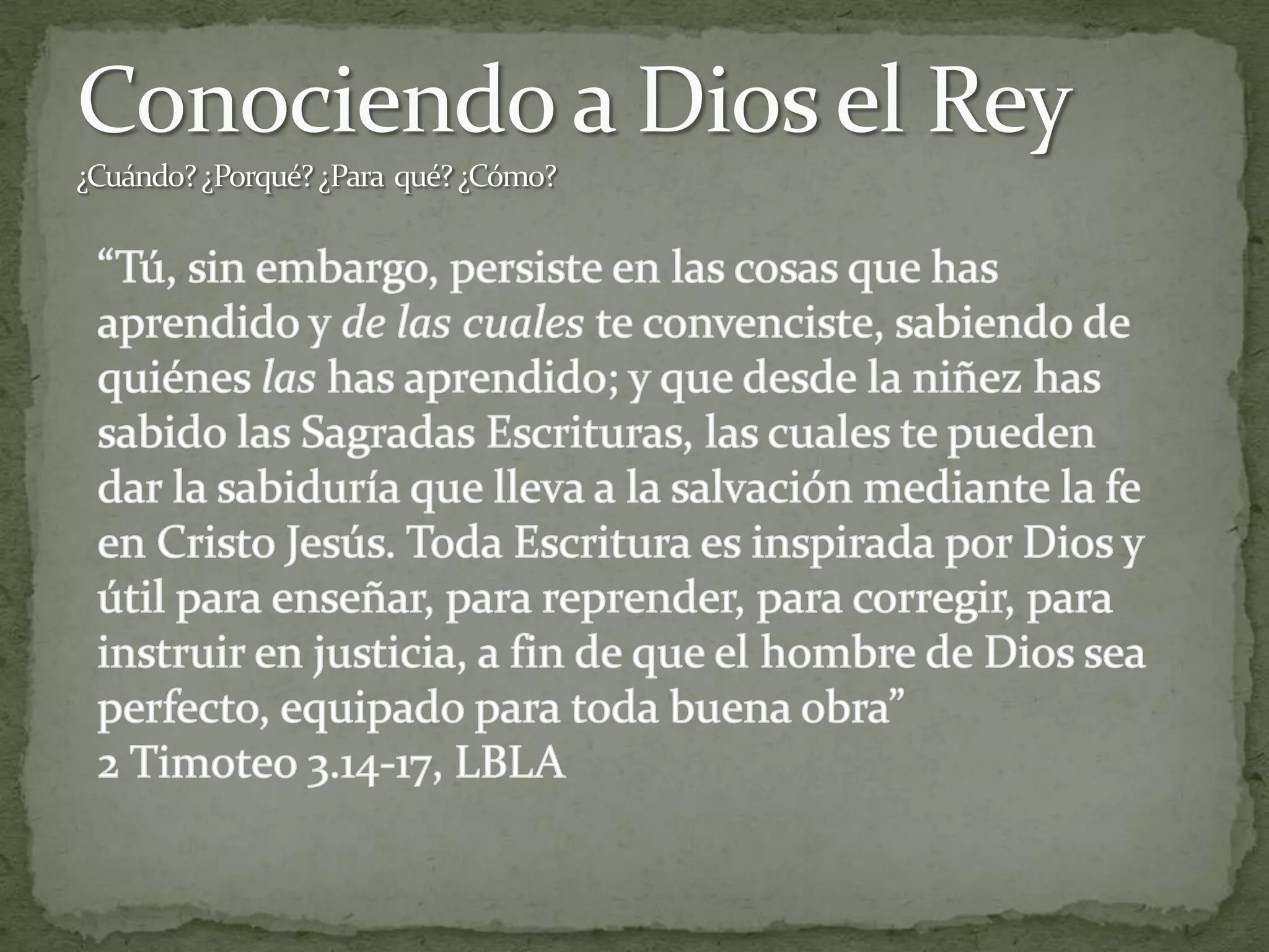 Conociendo A Dios El Rey | PPT