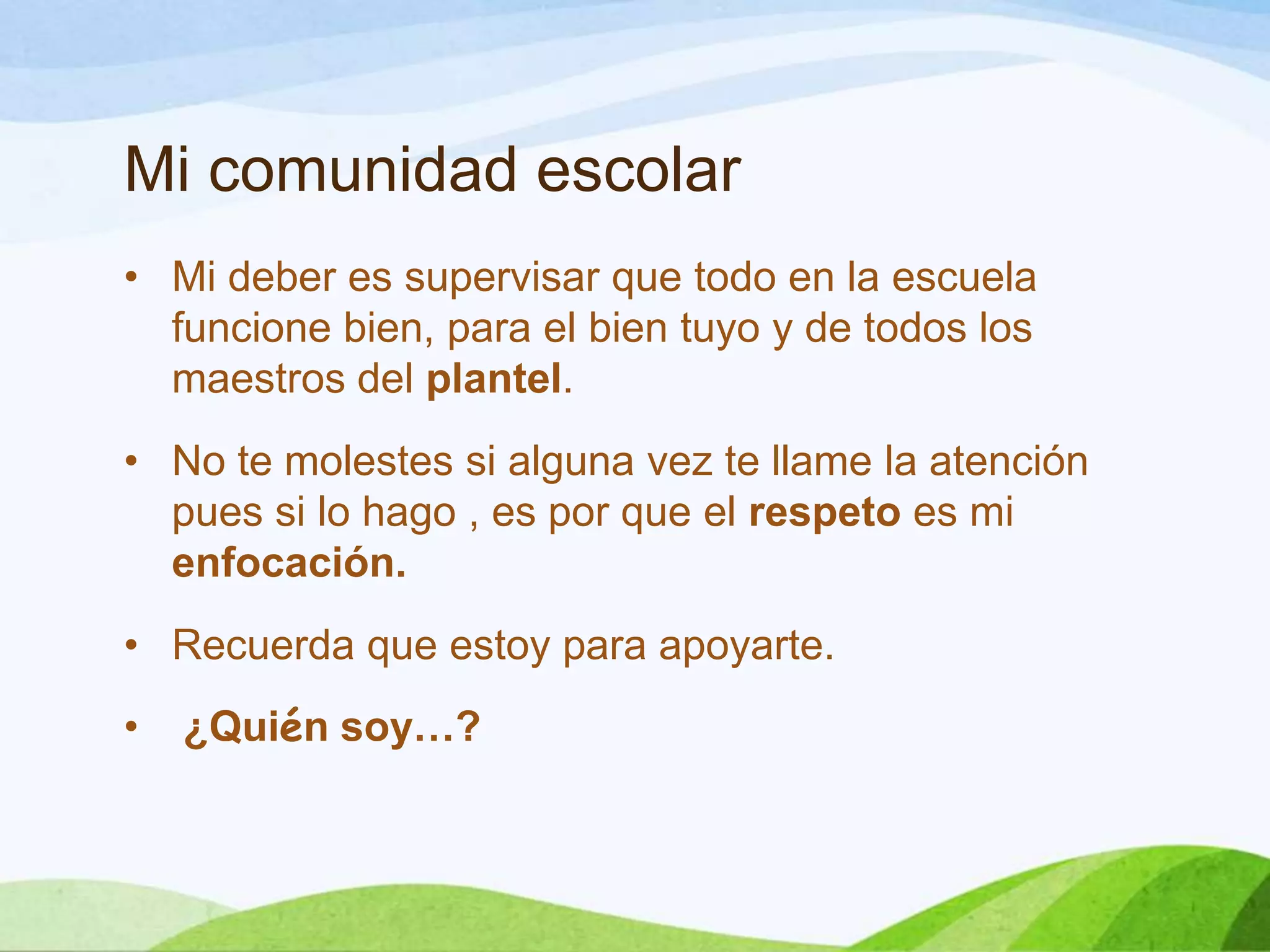 Conociendo a mi comunidad escolar | PPTX