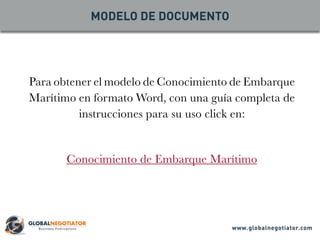CONOCIMIENTO EMBARQUE MARÍTIMO - Modelo y Guía de Uso | PDF