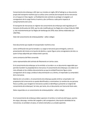 Conocimiento de embarque o b | DOCX