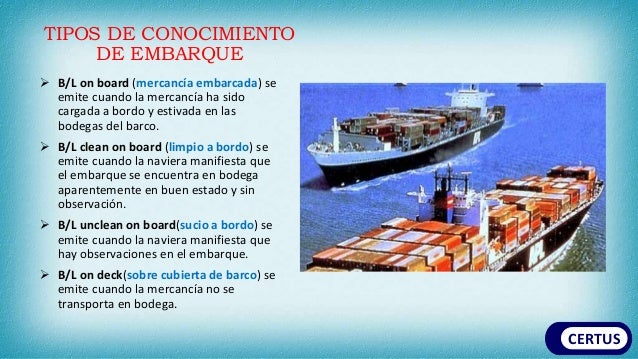 Conocimiento de embarque maritimo B/L