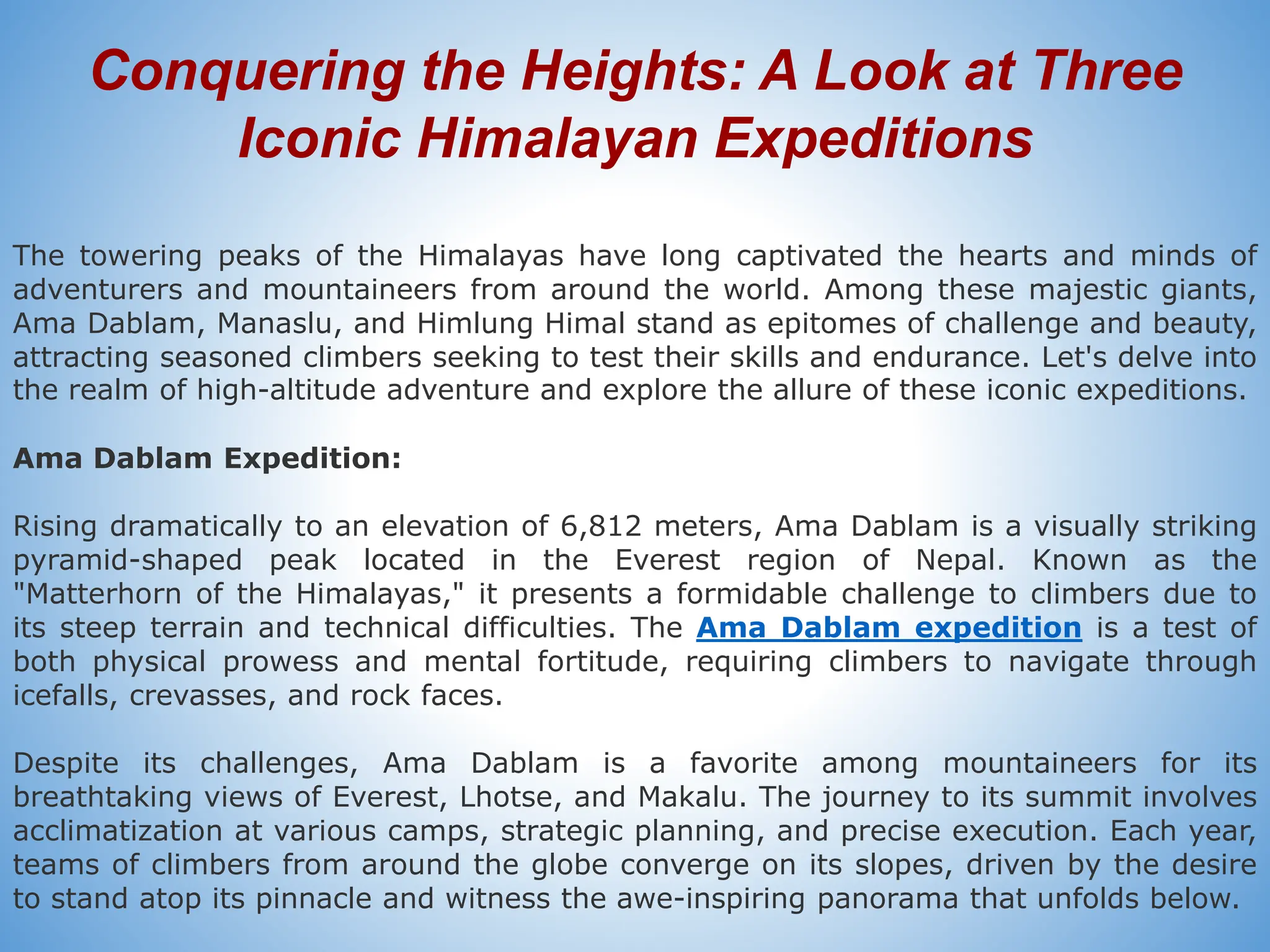 Conquering the Heights: A Look at Three Iconic Himalayan Expeditions | PPT
