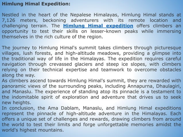 Conquering the Heights: A Look at Three Iconic Himalayan Expeditions | PPT