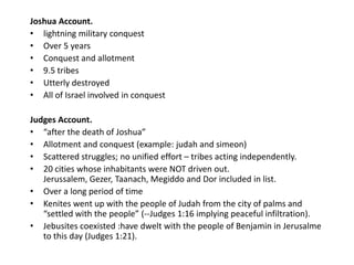 Ancient Israelite History: Conquest and settlement | PPTX ...