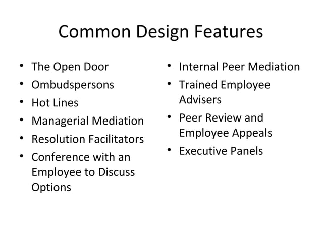 Internal Features of the Conflict Managment System Continuum | PPT
