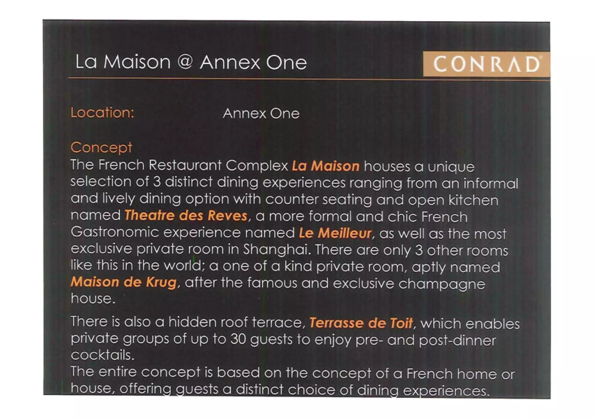 Conrad Hotel, F&B Concept Package (Remedios Studio) | PDF