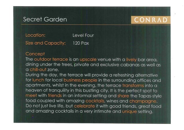 Conrad Hotel, F&B Concept Package (Remedios Studio) | PDF