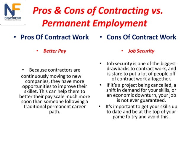 Pros & Cons of Contracting vs. Permanent Employment | PPT