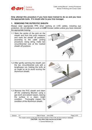Consac Cable - LV Cable Jointers & Jointing Procedures | PDF