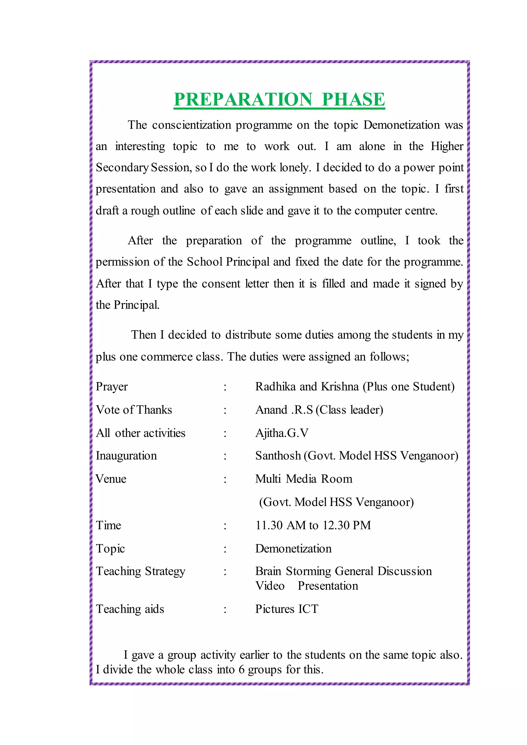 Conscientization report... | PDF