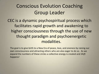 Conscious evolution coaching, fran clarke introduction | PPT