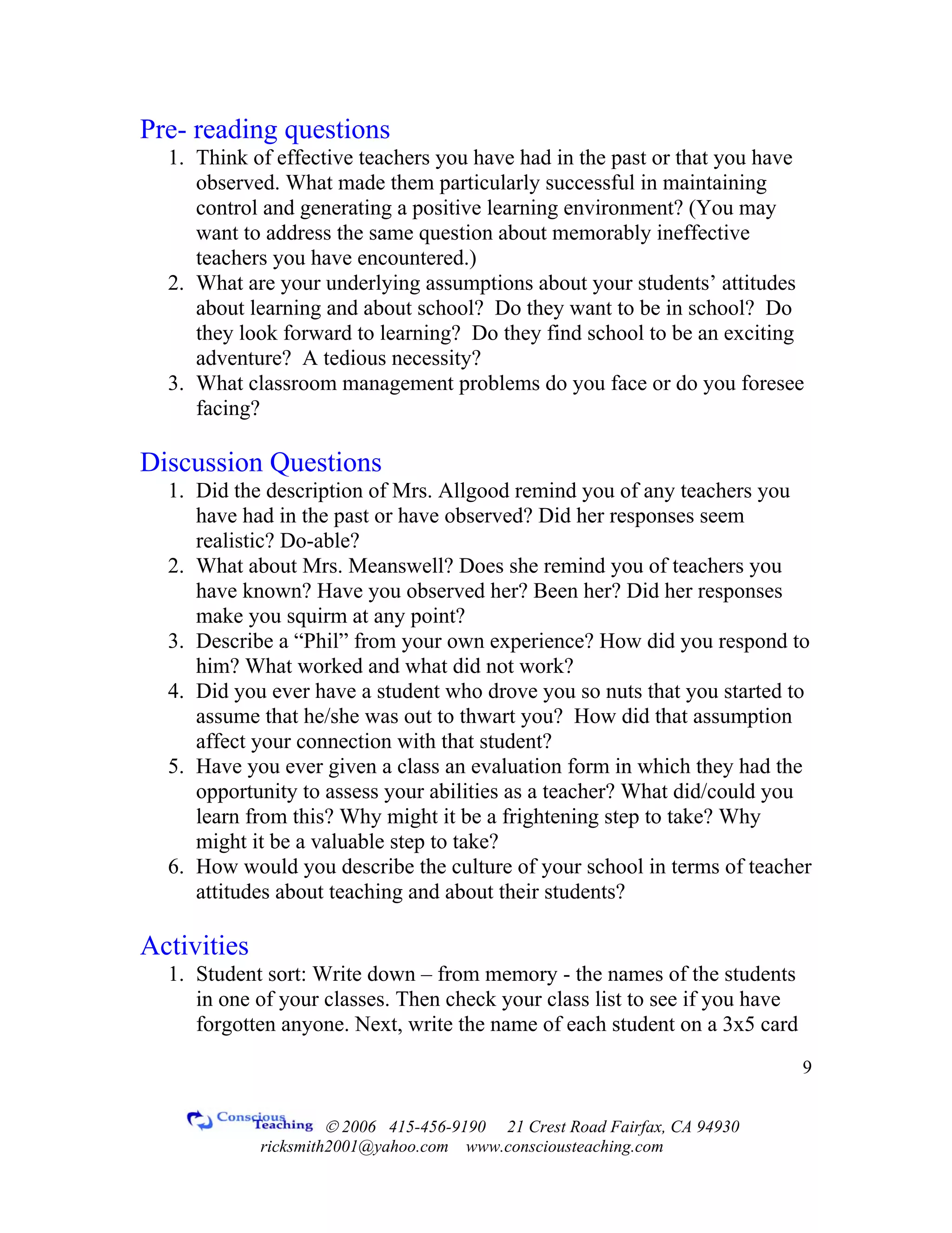 Conscious classroom management | PDF