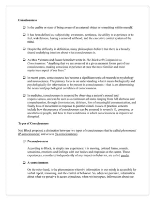Consciousness | PDF