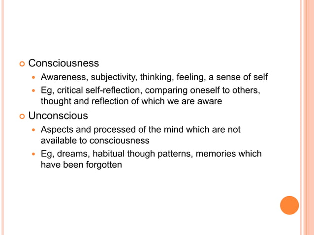 Consciousness, identity and self | PPTX