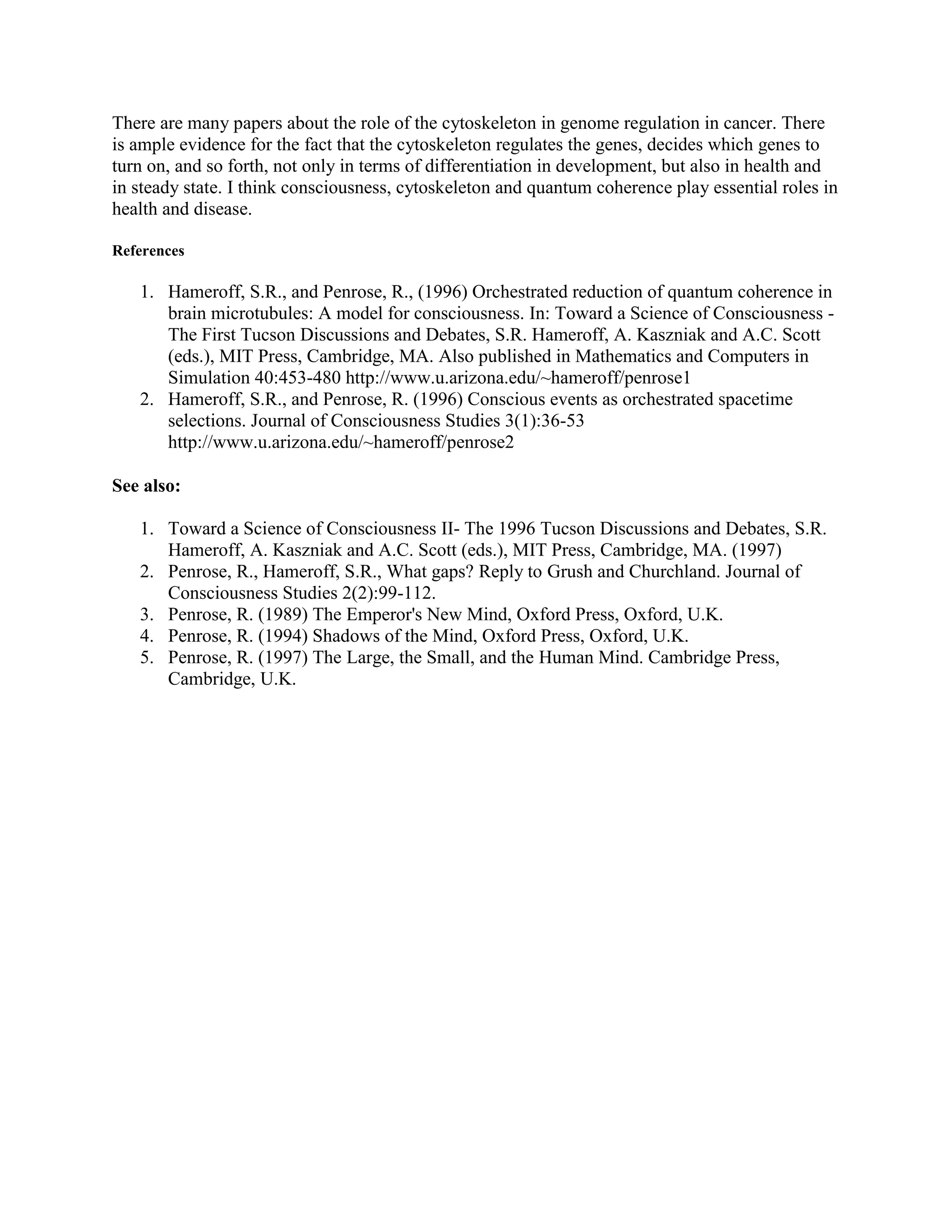 Consciousness, microtubules and the quantum world | PDF