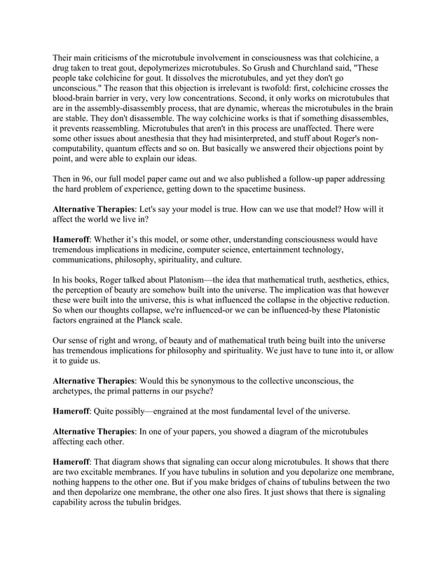 Consciousness, microtubules and the quantum world | PDF