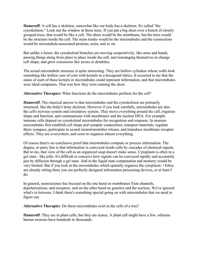 Consciousness, microtubules and the quantum world | PDF