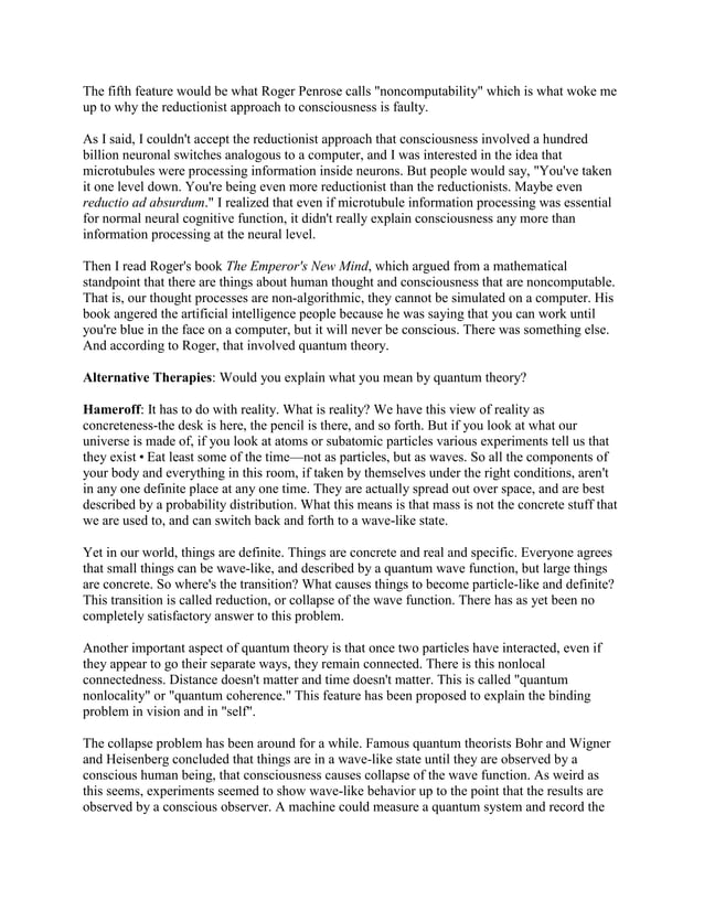 Consciousness, microtubules and the quantum world | PDF