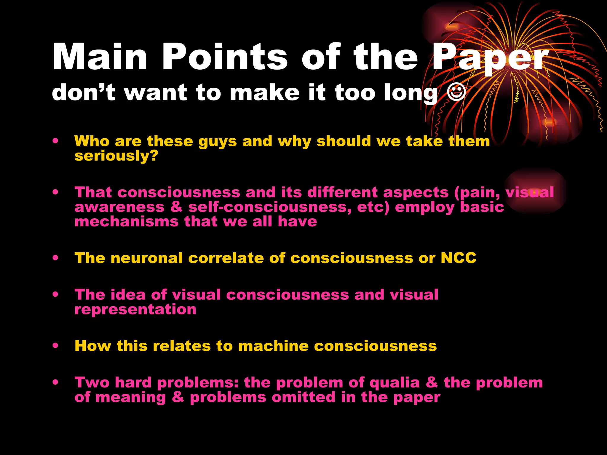 Consciousness & neuroscience francis crick & christof koch | PPT