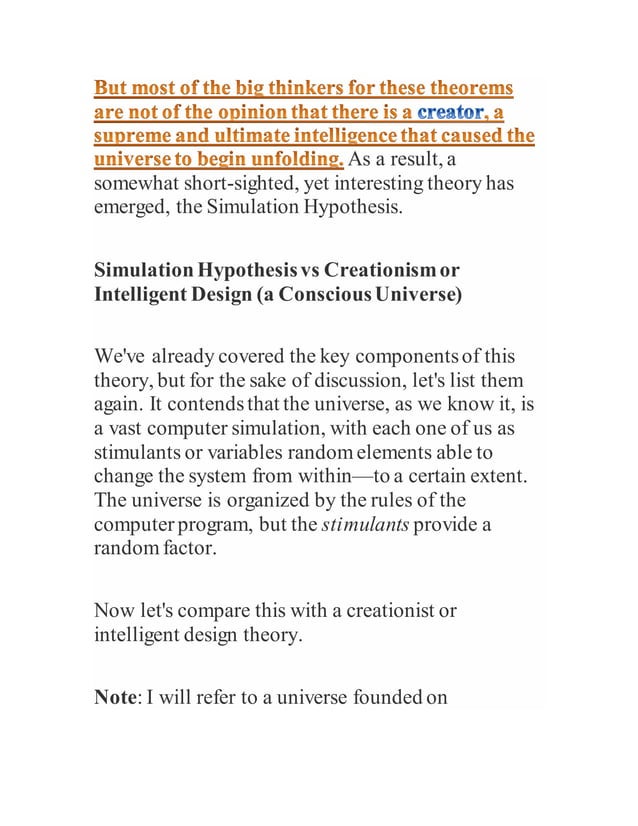Consciousness universe vs simulation hypothesis - are we living in a computer simulation . | PDF
