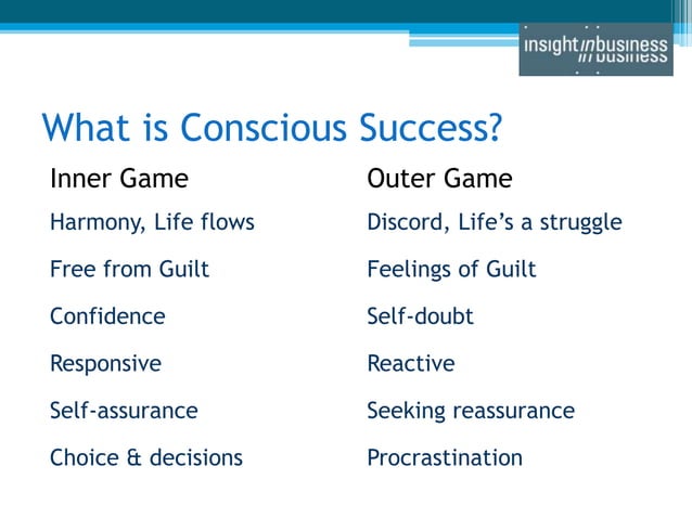 Conscious Success: The Inner Game of Personal Achievement | PPT