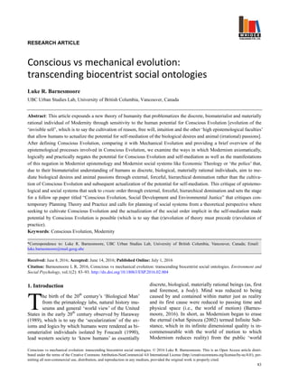 Conscious vs mechanical evolution: transcending biocentrist social ontologies | PDF