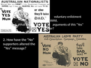 Conscription and the Home Front in Australia in WWI | PPT