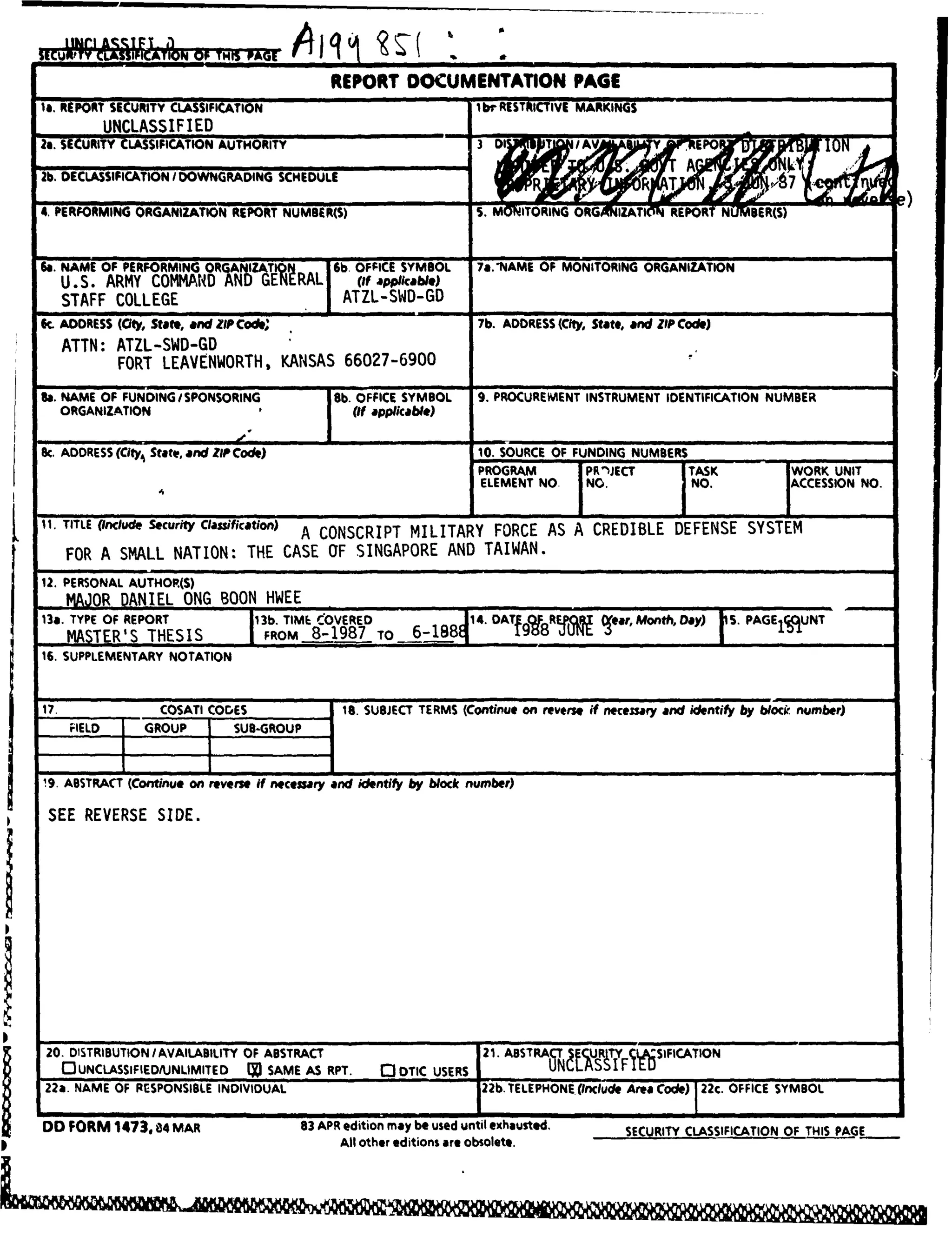 A Conscript Military Force As A Credible Defence System for a Small ...