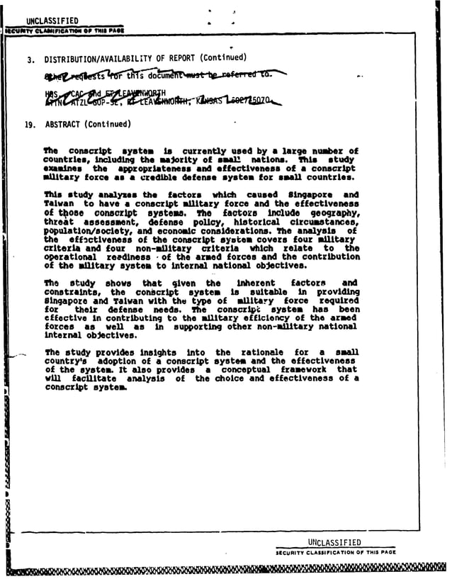 A Conscript Military Force As A Credible Defence System for a Small ...