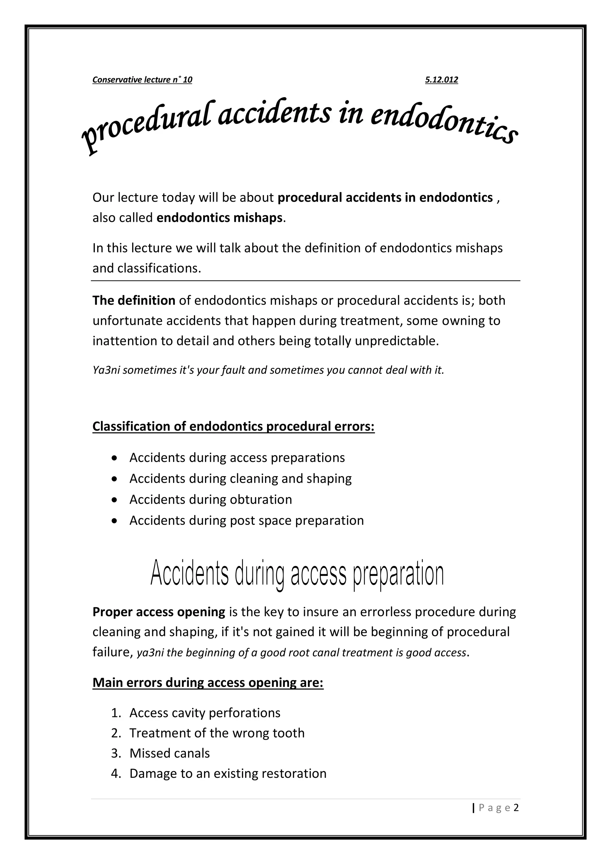 Conse iv script-10-procedural-accidents-in-endodontics | PDF