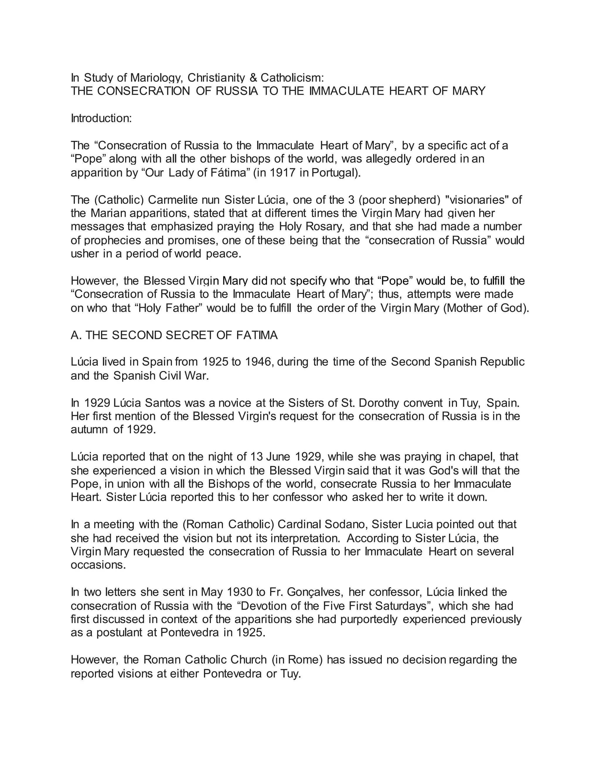 CONSECRATION OF RUSSIA TO THE IMMACULATE HEART OF MARY.docx ...