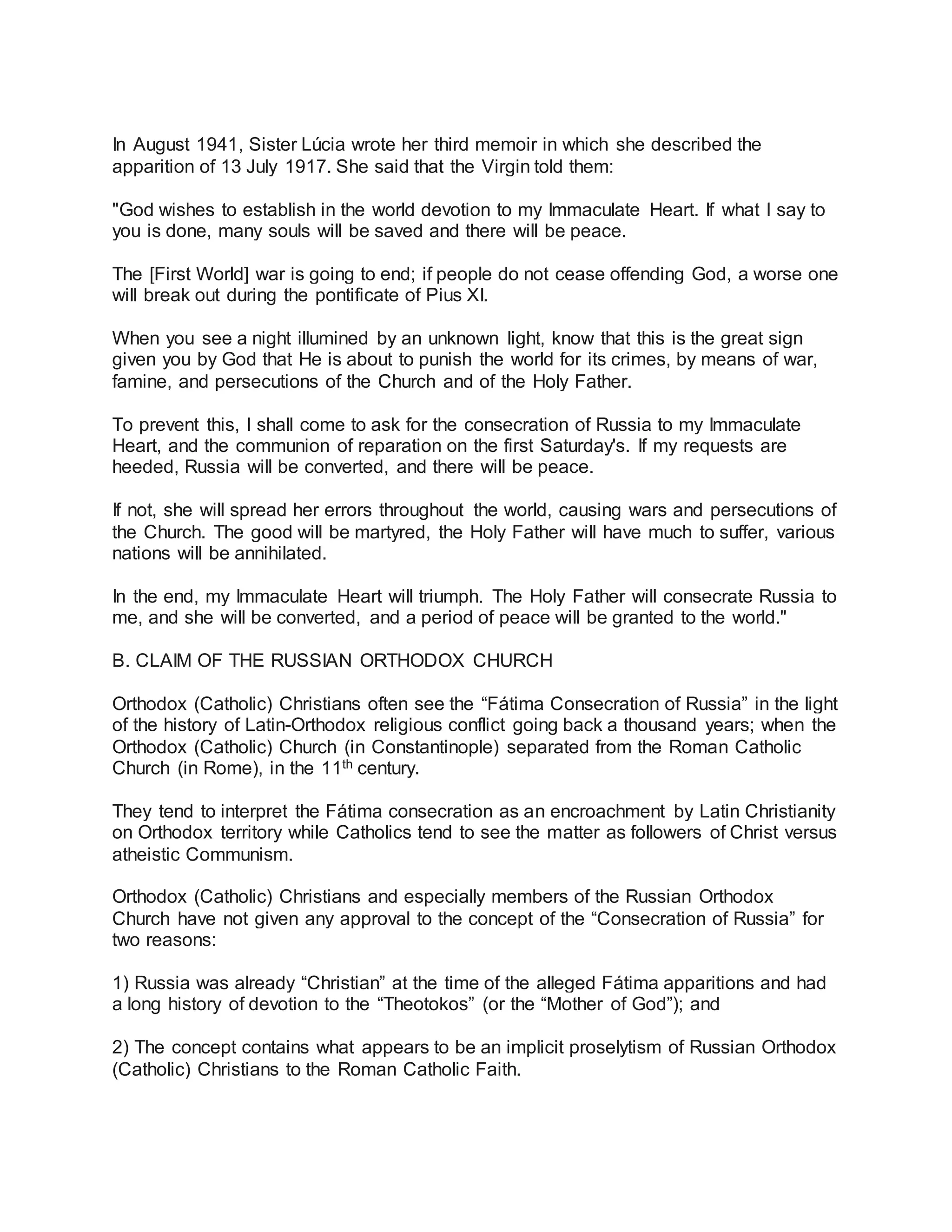 CONSECRATION OF RUSSIA TO THE IMMACULATE HEART OF MARY.docx ...