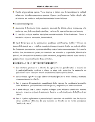 Consecuencias de la revolución científica | DOCX