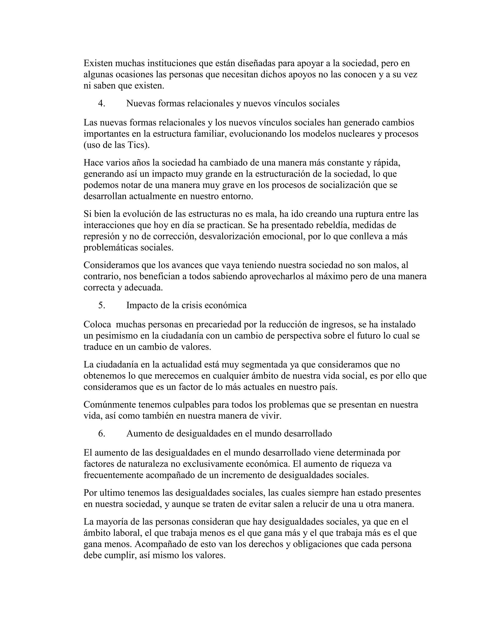 Consecuencias y efectos de la exclusión social | DOCX