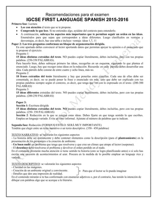 Consejos igcse spanish-first language | PDF