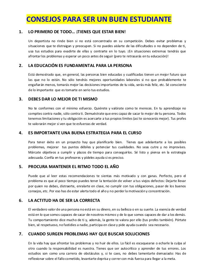 Buenos Consejos Para Estudiantes