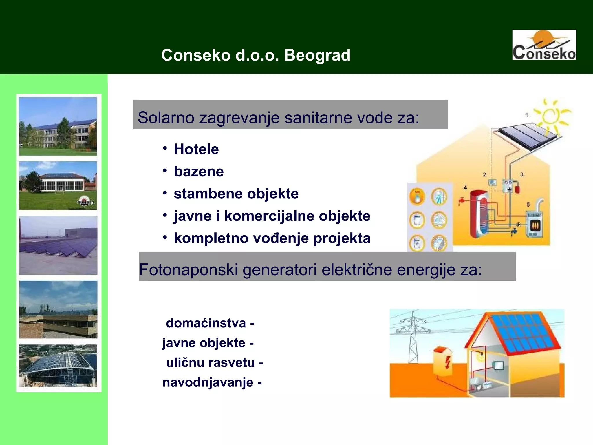 Conseko solarni sistemi - primena u srbiji | PPT