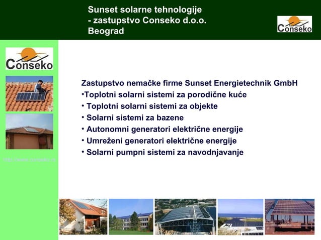 Conseko solarni sistemi - primena u srbiji | PPT