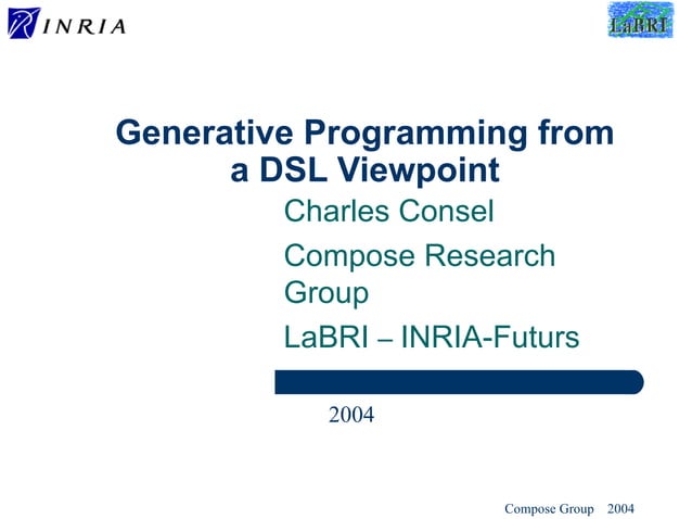 Generative Programming from a DSL Viewpoint | PPT | Programming Languages | Computing