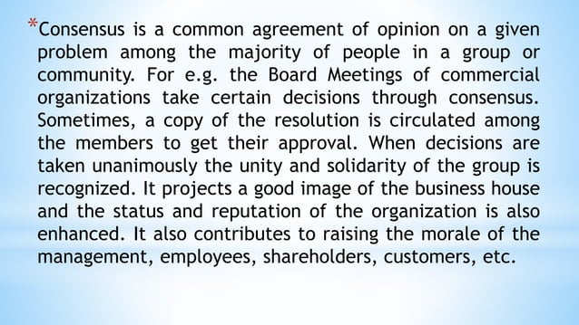Consensus(agreement) | PPTX | Business | Business and Finance
