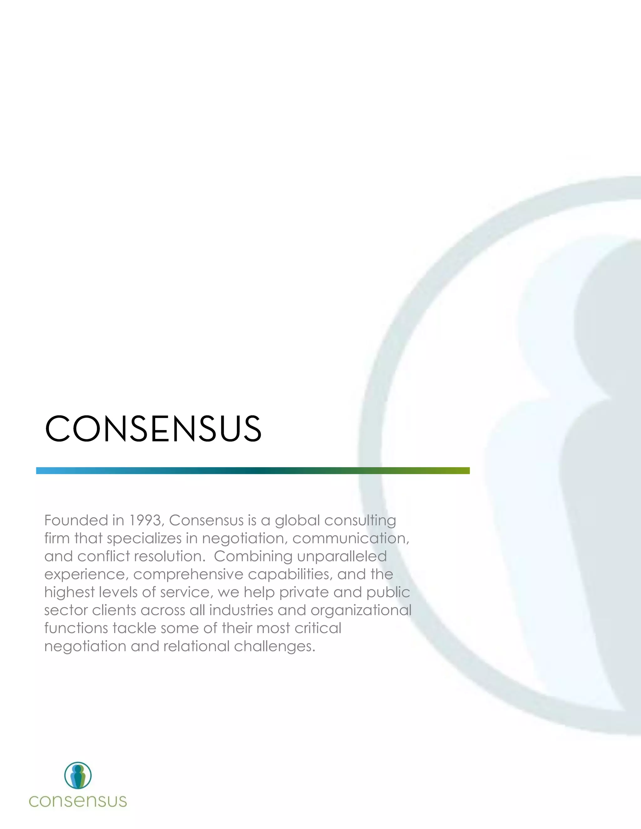 Consensus: Company Brochure | PDF | Management Consulting Industry ...