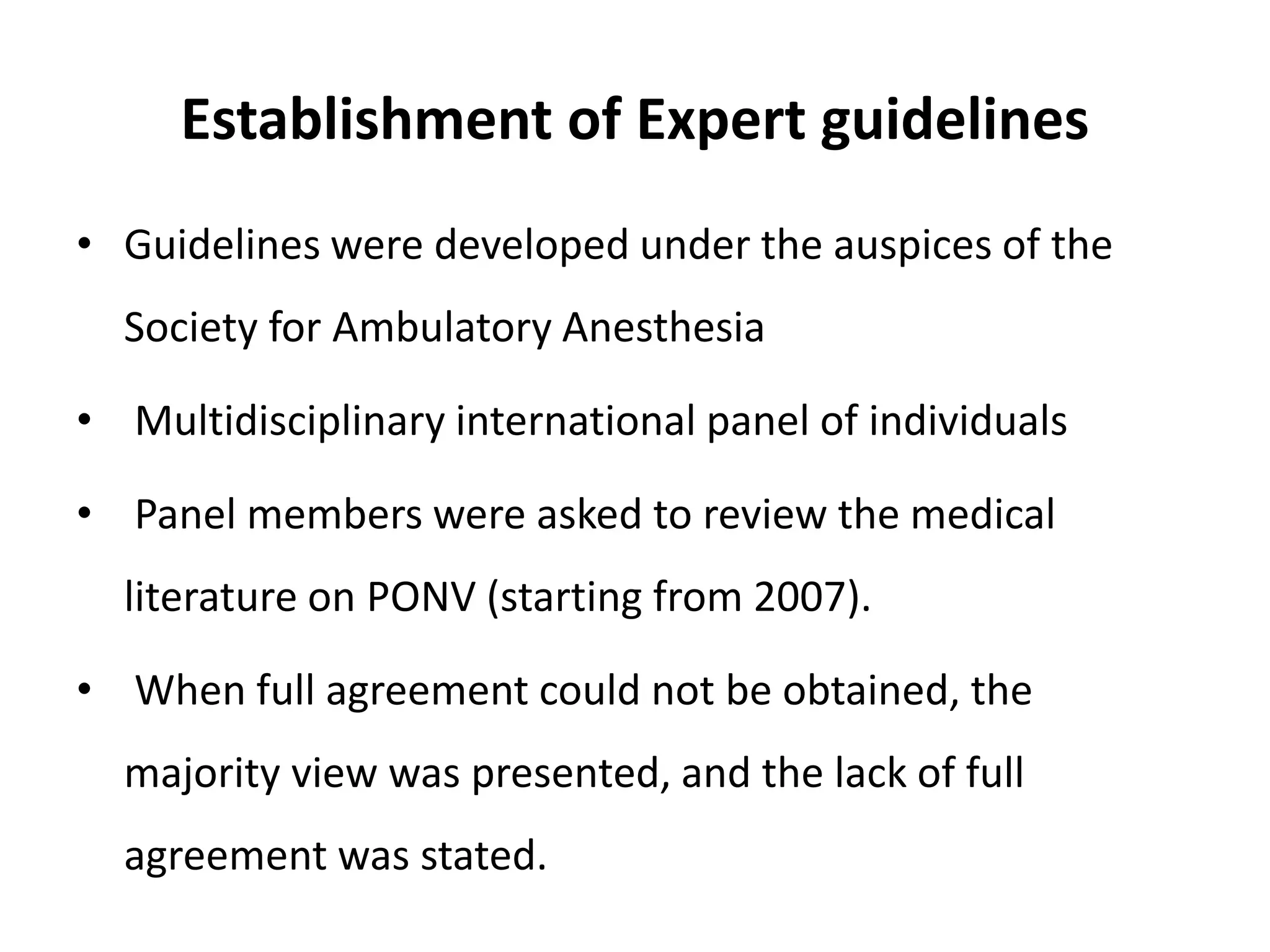Consensus guidelines for the management of PONV | PPTX